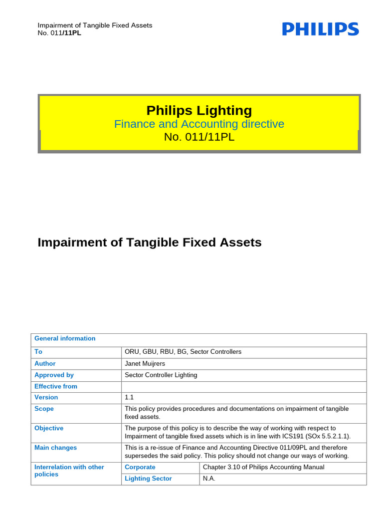 FA Directive Tangible FA Impairment | PDF | Cost Of Capital | Discounting
