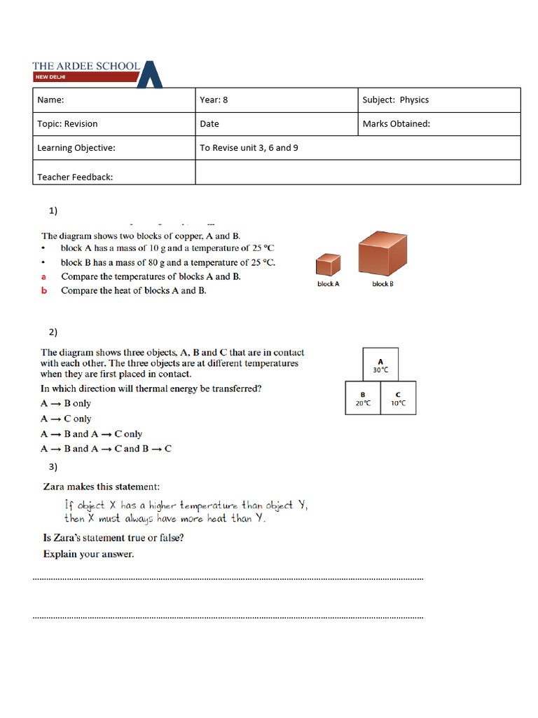 Year 8 Physics Revision Guide | PDF
