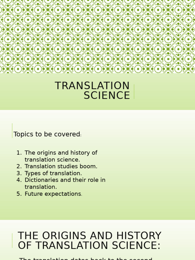 Overview of Translation Science Topics | PDF