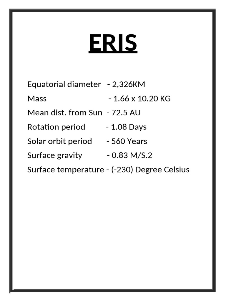 Eris: Facts and Measurements | PDF