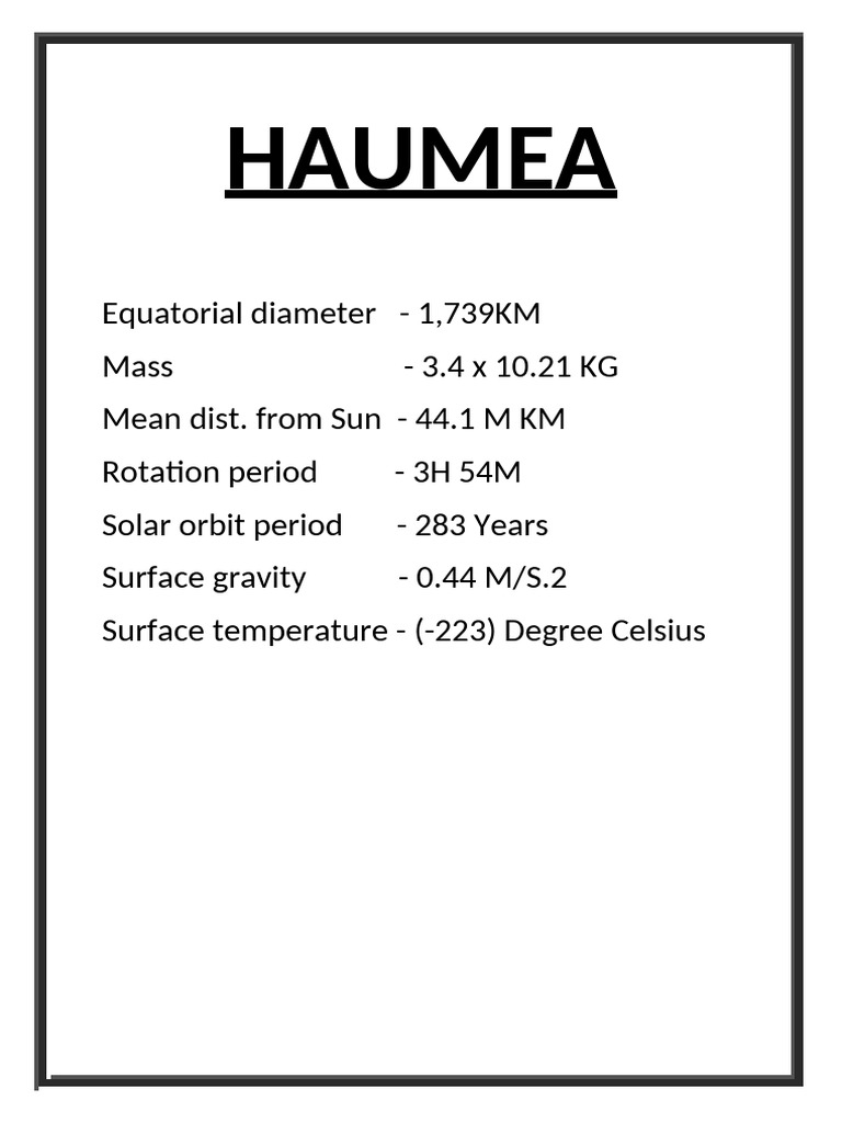Haumea: Facts and Measurements | PDF