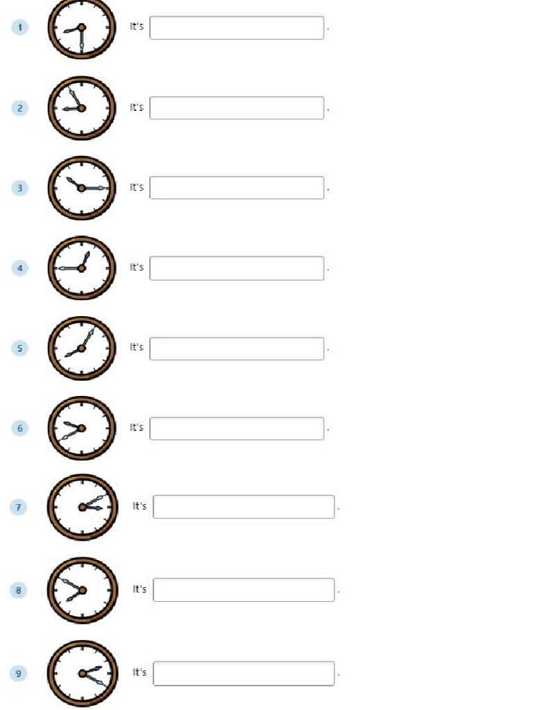 Activity Telling The Time - BASIC 1 | PDF