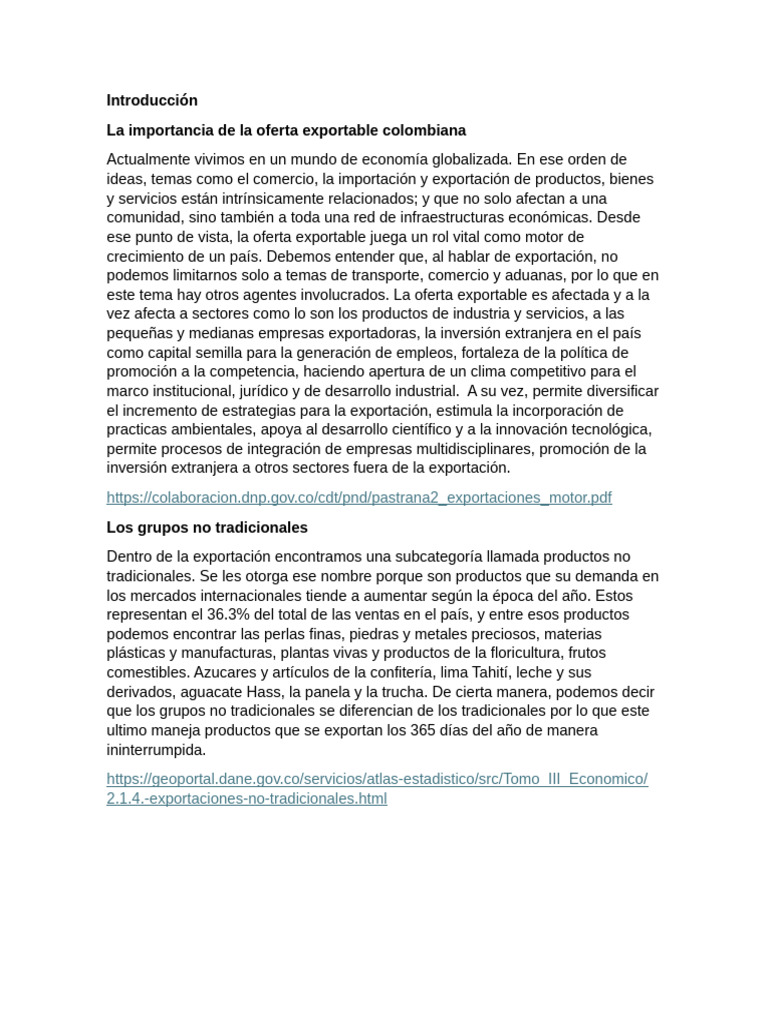 Oferta exportable de Colombia y su impacto | PDF | Exportaciones ...