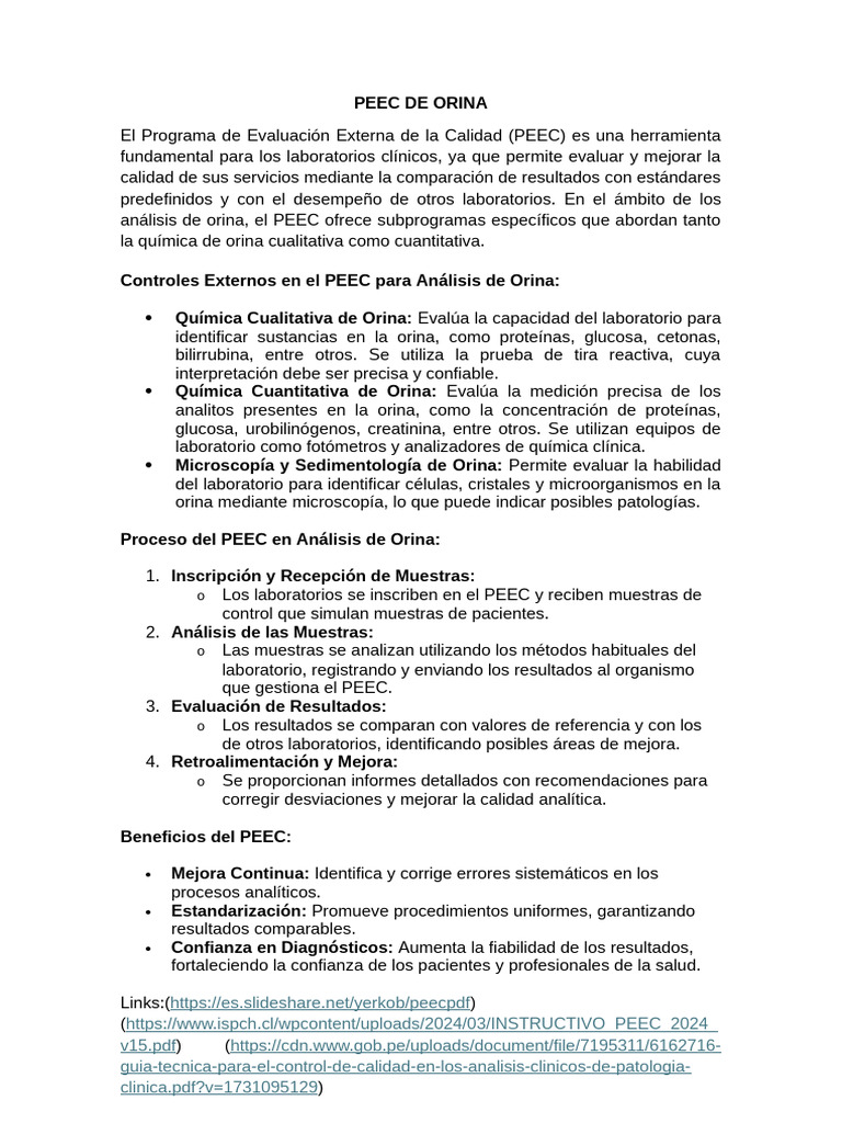 Instructivo PEEC para Análisis de Orina | PDF | Laboratorios | Orina