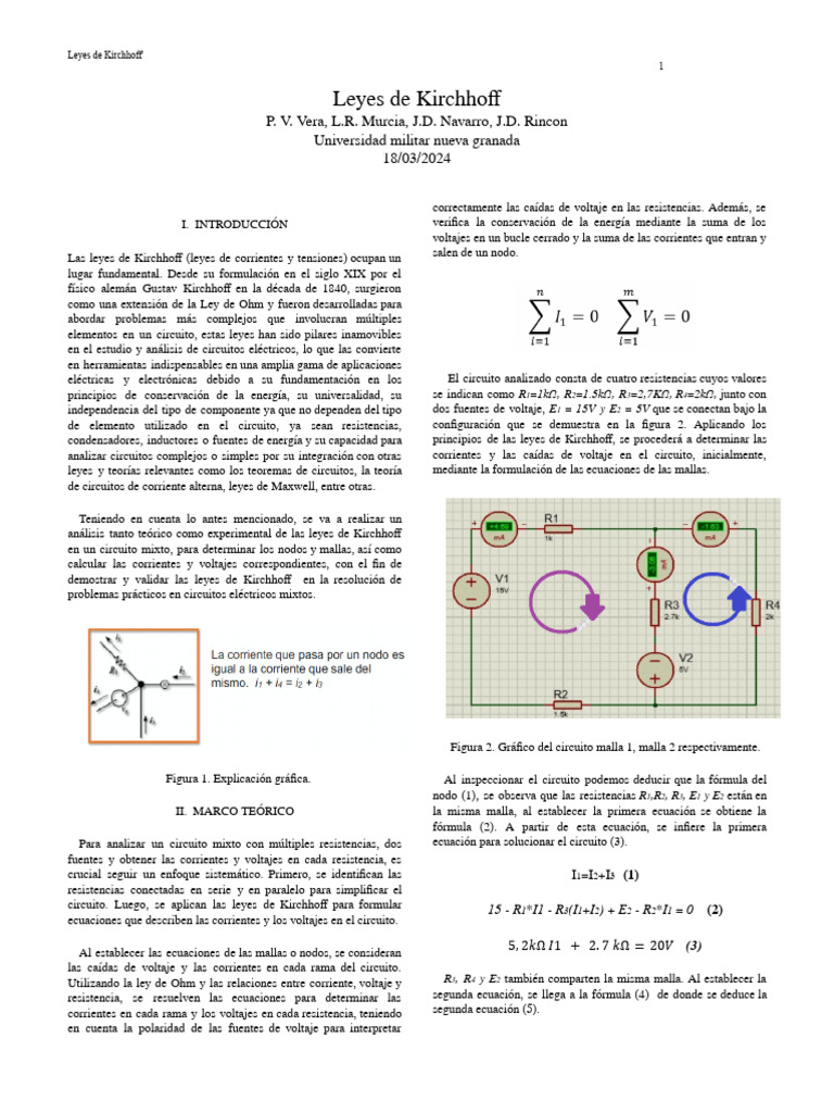 Análisis de las Leyes de Kirchhoff | PDF | Red eléctrica | Resistencia ...