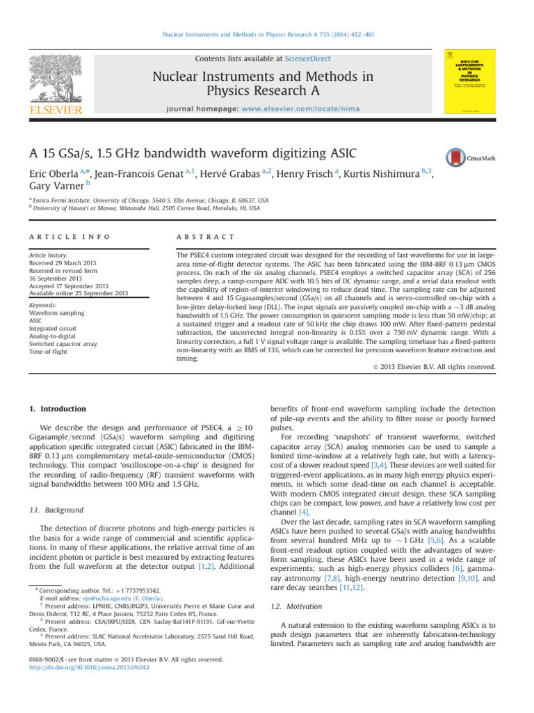 15 GSas, 1.5 GHz Bandwidth Waveform Digitizing ASIC | PDF | Analog To ...