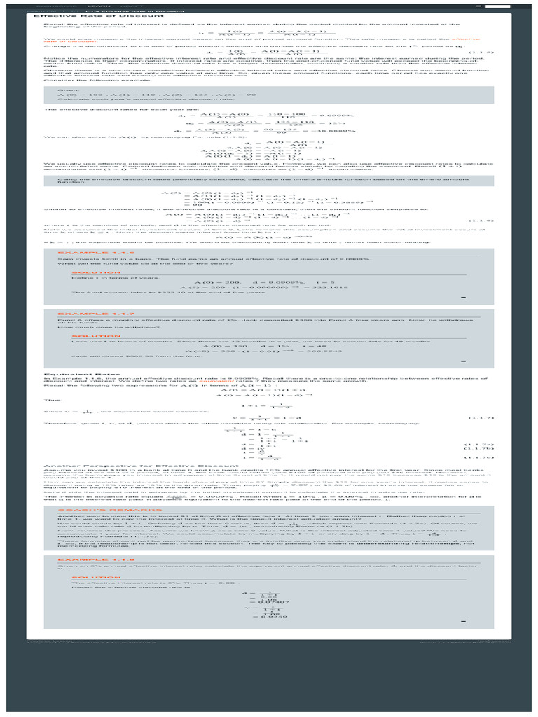 Effective Rate of Discount | PDF | Interest | Discounting