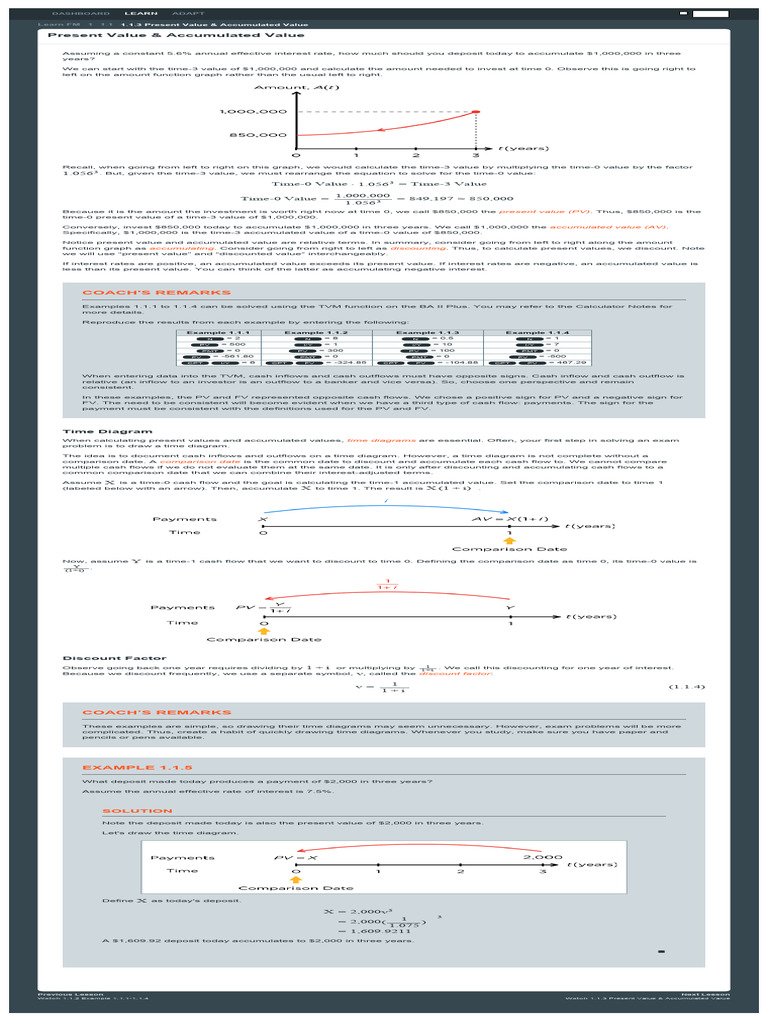 Present Value Accumulated Value | PDF | Present Value | Discounting