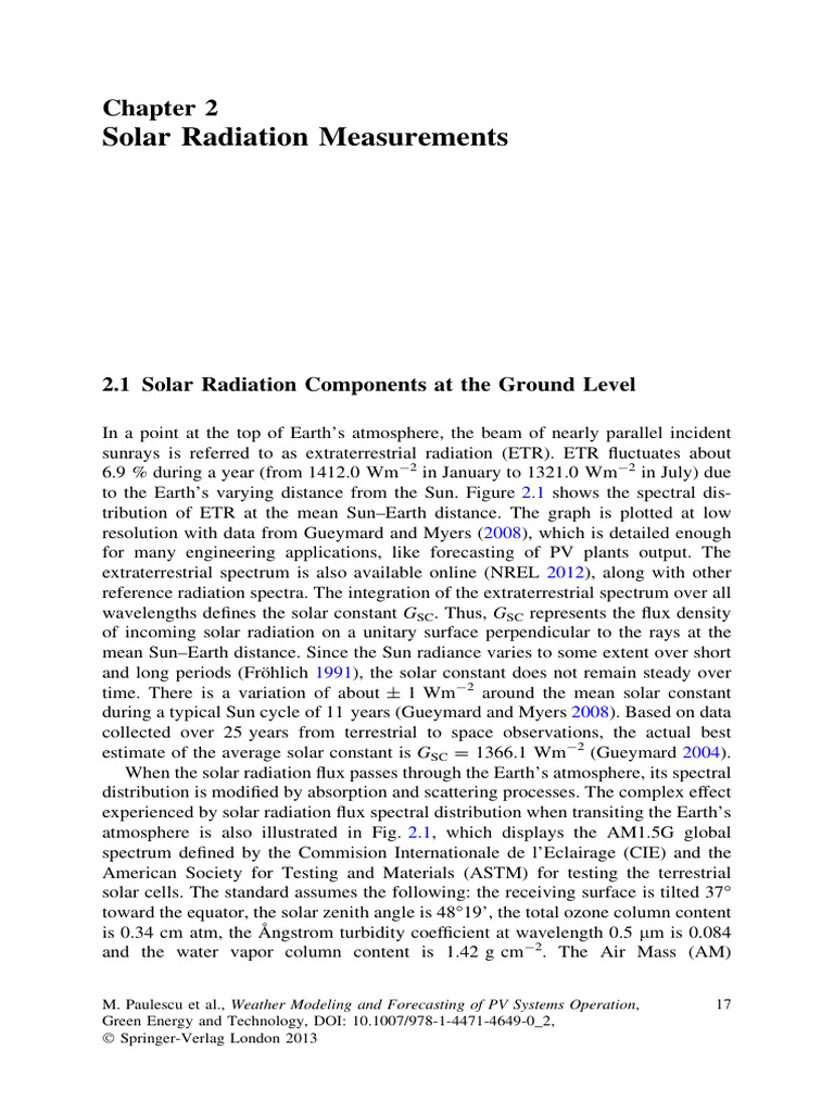Solar Radiation Measurement Techniques | PDF | Numerical Weather ...