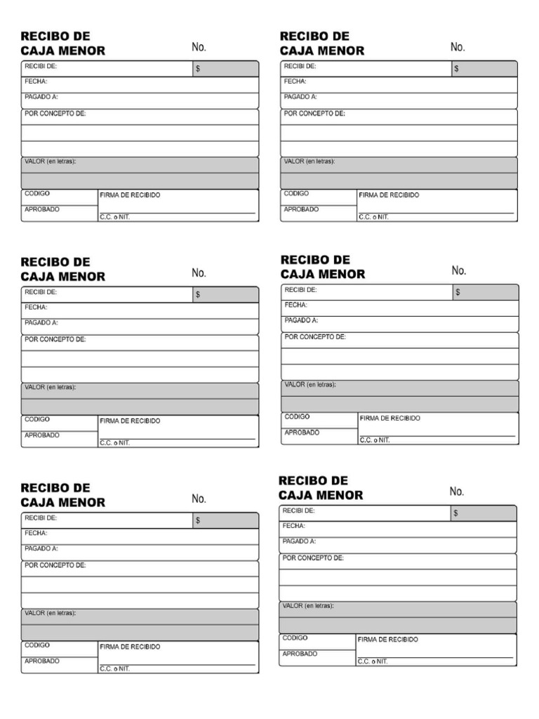 recibos de caja menor | PDF