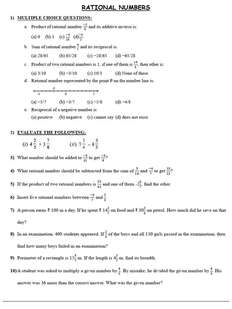 Viii Ch01-Rational Numbers | PDF | Numbers | Mathematical Concepts