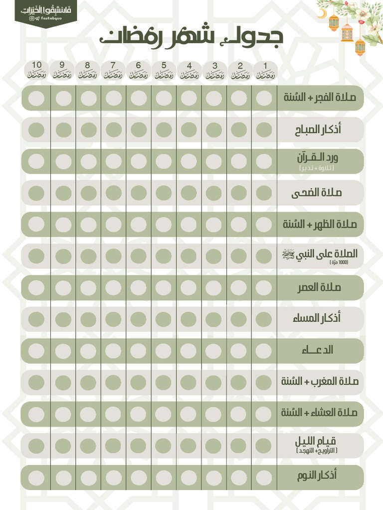 جدول شهر رمضان (1) | PDF