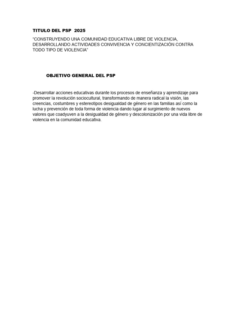 Titulo Del PSP 2025 | PDF