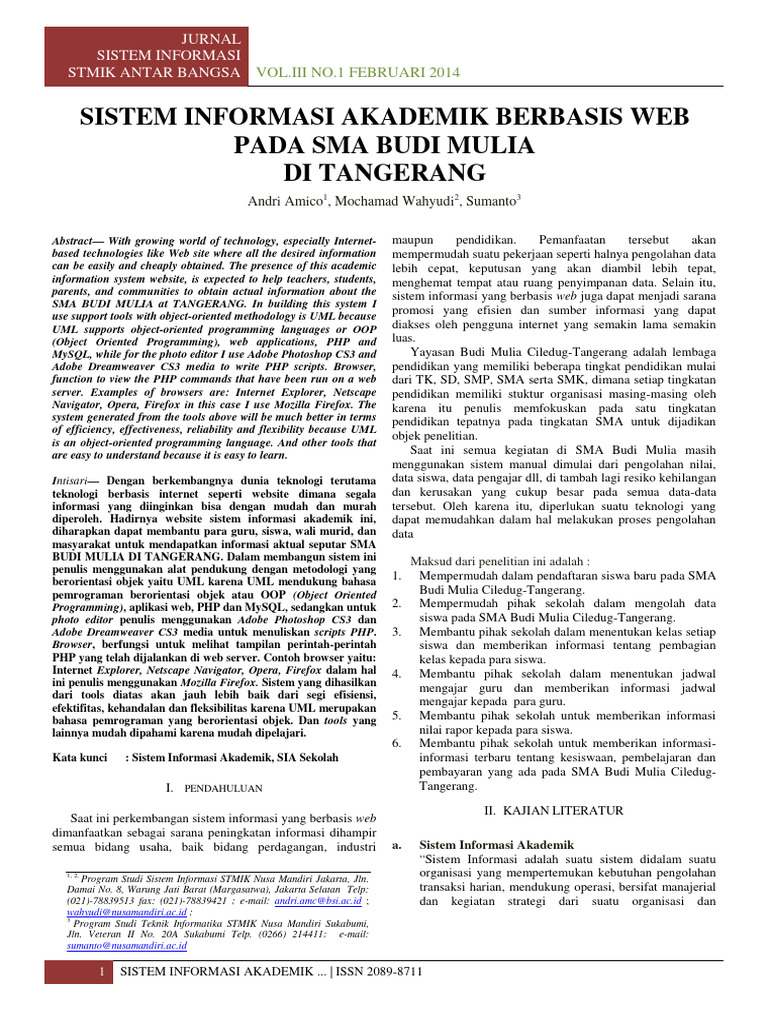 Sistem Informasi Akademik Berbasis Web P 88cc4d4f | PDF