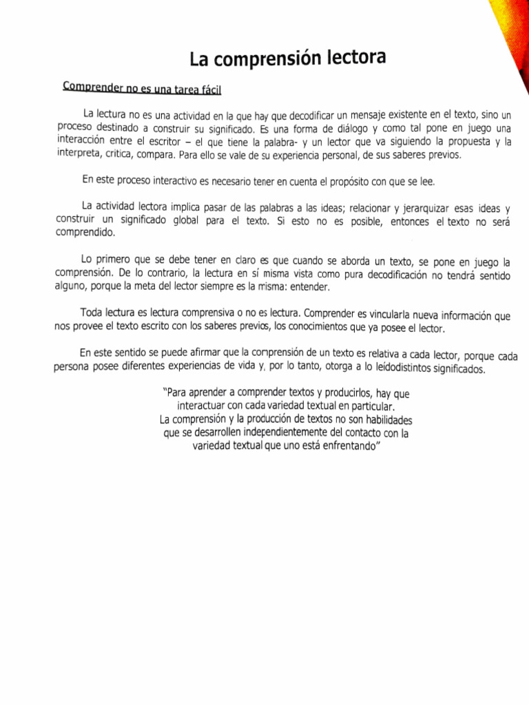 La Comprensión Lectora-1 | PDF | Comprensión lectora | Comprensión