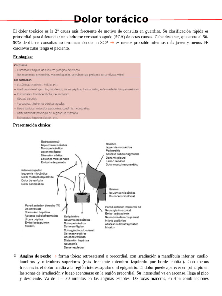 Causas y diagnóstico del dolor torácico | PDF | Isquemia ...