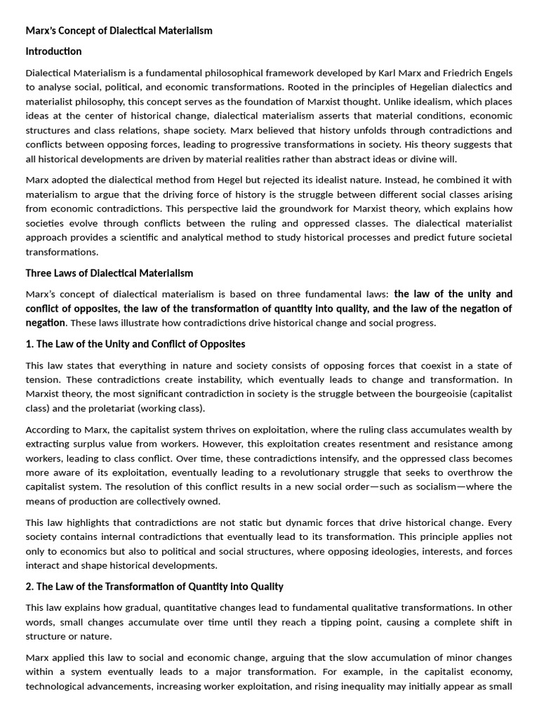 Dialectical and Historical Materialism | PDF | Karl Marx | Socialism