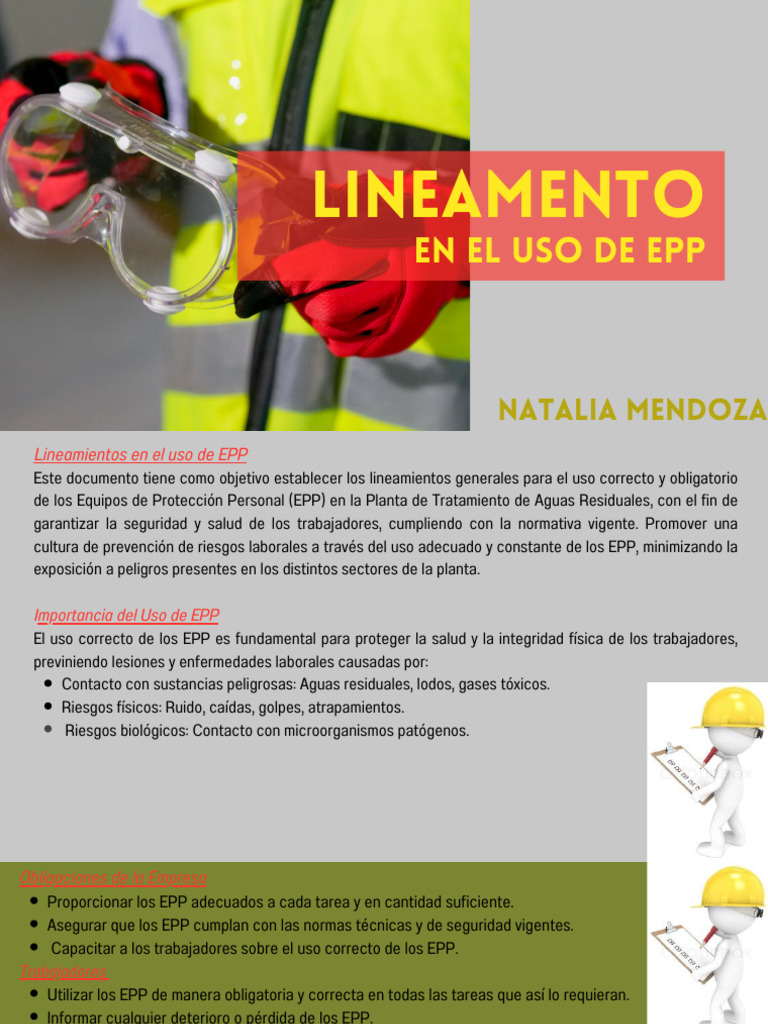 Presentación LINEAMIENTO EN EL USO DE EPP | PDF | ruido | Tratamiento de aguas residuales
