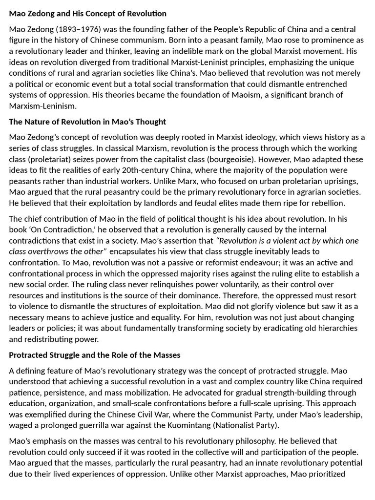 Mao Revolution | PDF | Mao Zedong | Marxism