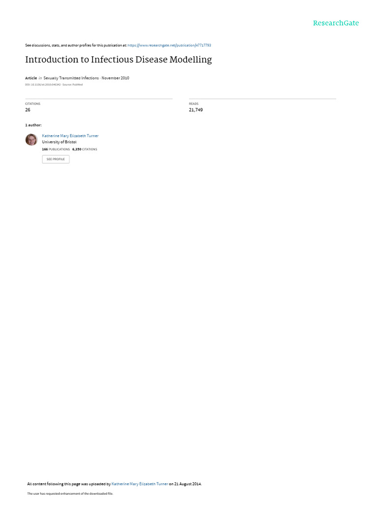 Introduction To Infectious Disease Modelling | PDF | Medical ...