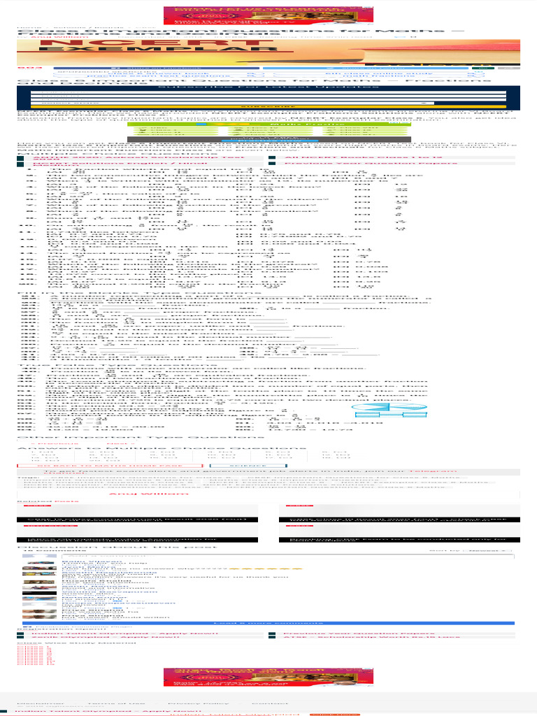 Class 6 Important Questions For Maths - Fractions and Decimals AglaSem ...
