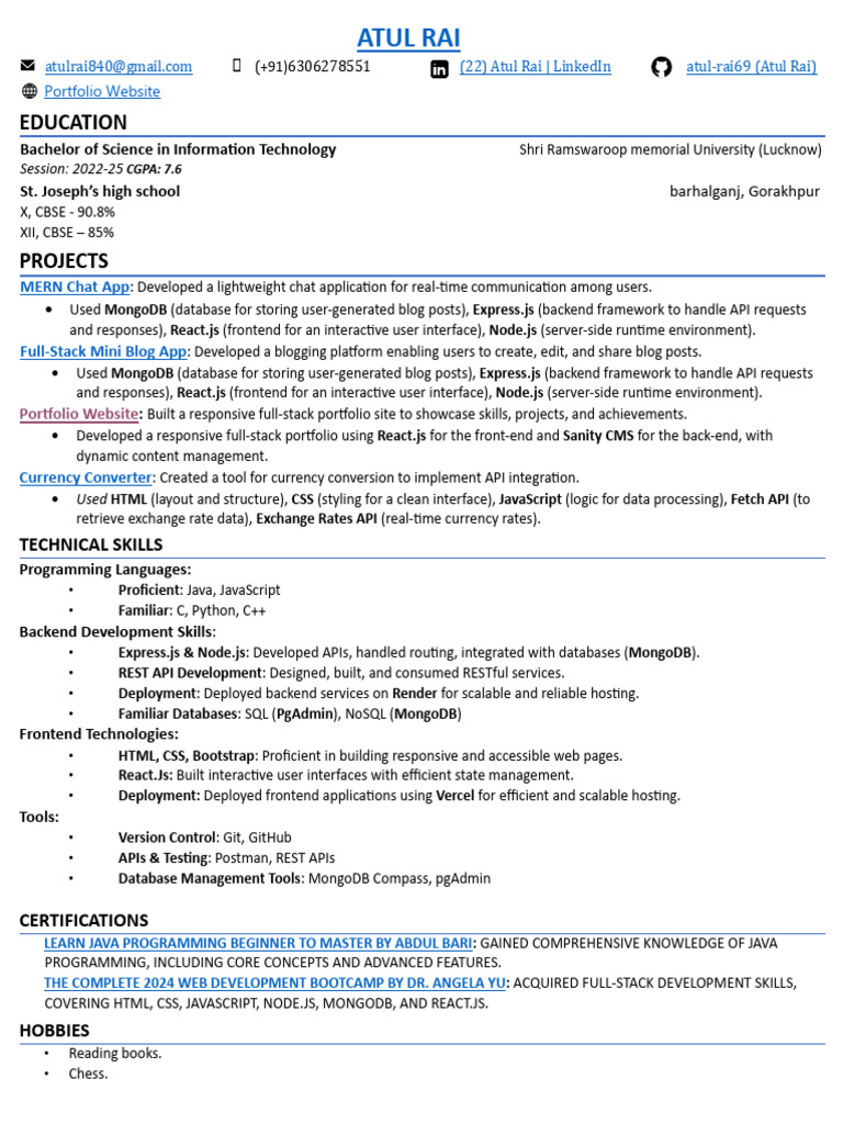 Atul - Rai - Resume (1) LAPTOP T8R283P1 | PDF | Websites | Computing