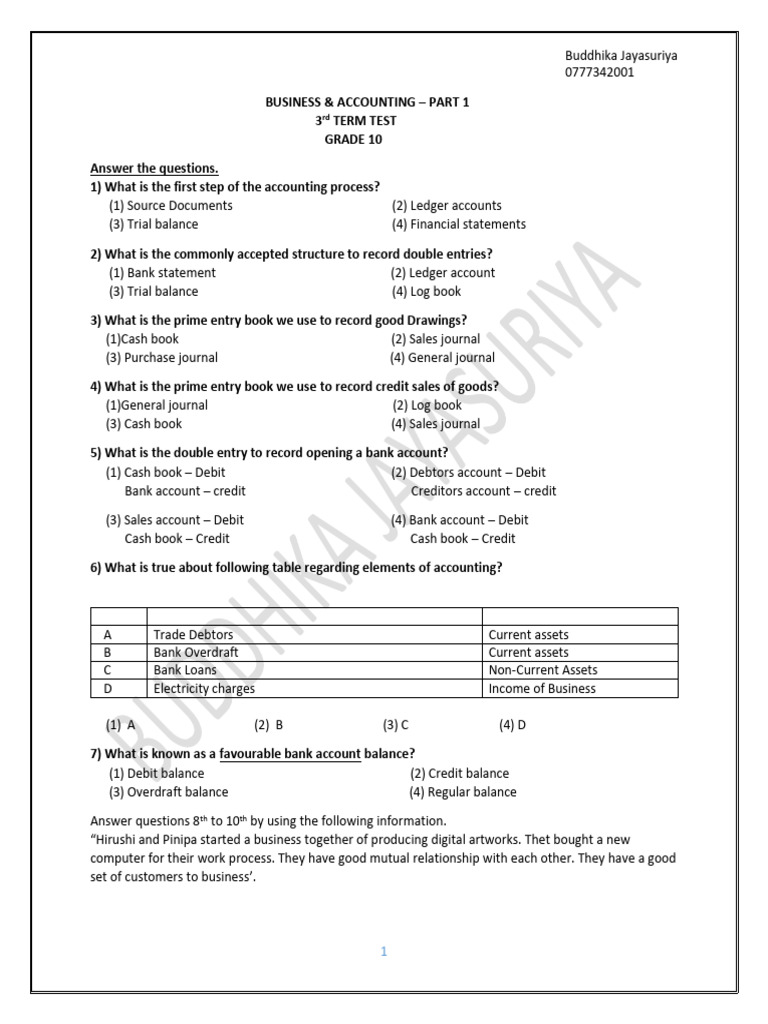 Negombo south internation Greade 10 | PDF | Debits And Credits ...