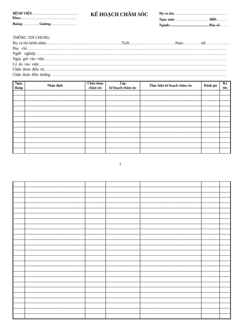 Mẫu KHCS Nội Khoa | PDF