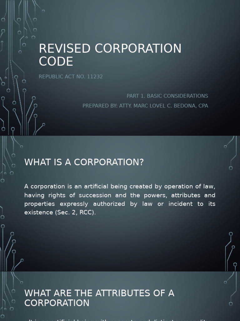 Revised Corporation Code Part 1 | PDF | Corporations | Crimes