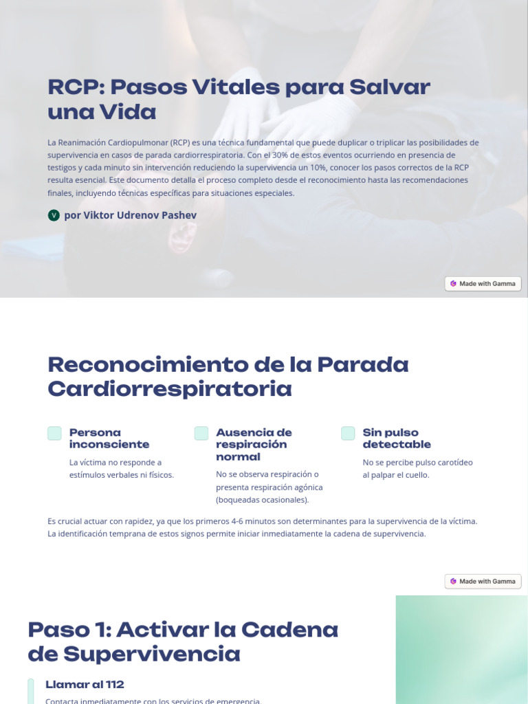 RCP Pasos Vitales para Salvar Una Vida | PDF | Reanimación cardiopulmonar | Corazón