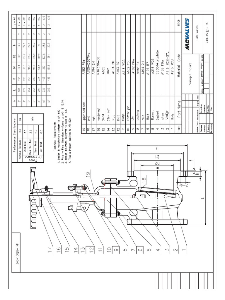 MC Valves Compuerta A216 WCB Z40-CL 150L Trim 8 | PDF