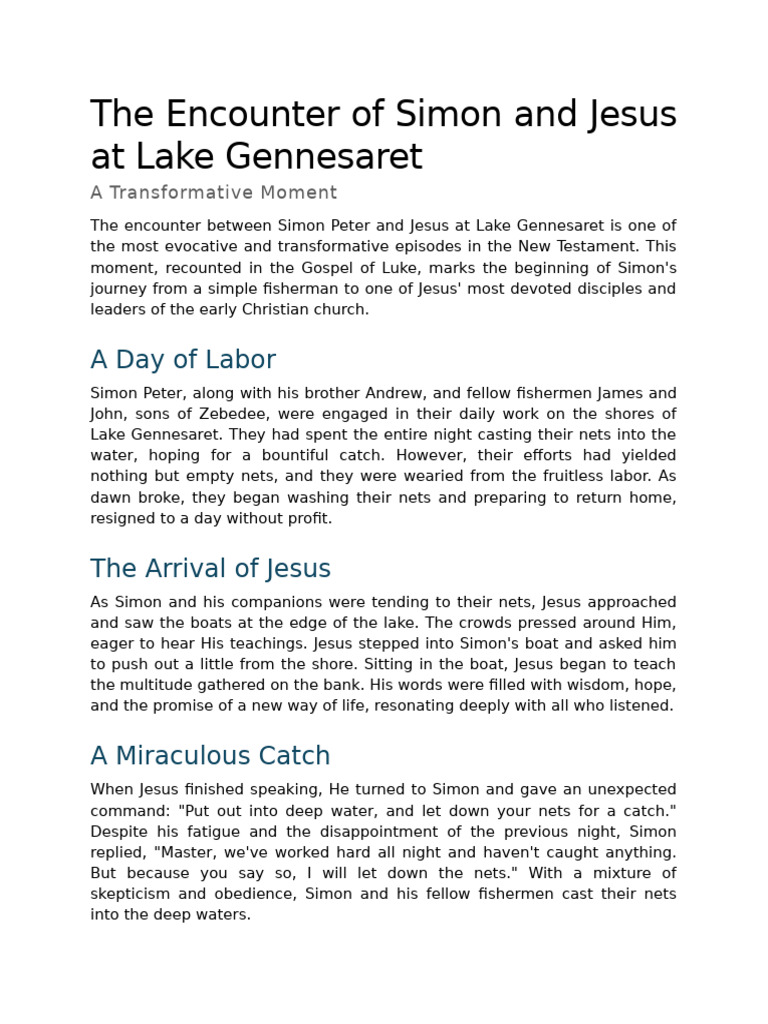 Reflection 3 - Jesus and Simon | PDF | Jesus | Saint Peter