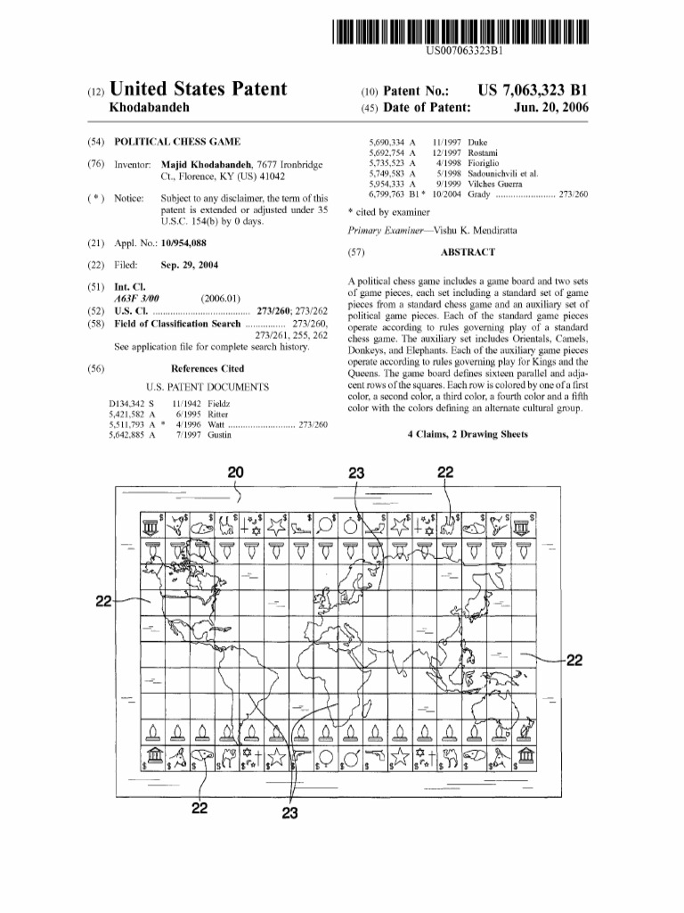 Us7063323 Political Chess Game | PDF | Board Games | Traditional Board ...