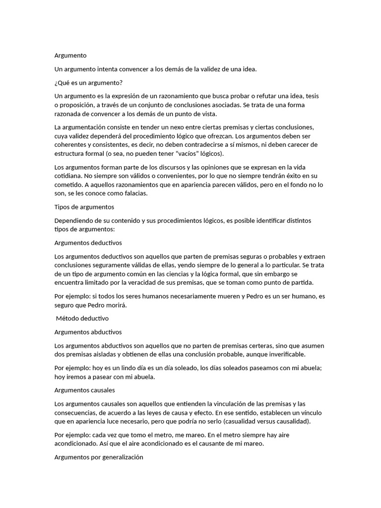 Tipos y Estructura de Argumentos | PDF | Argumento | Razonamiento deductivo