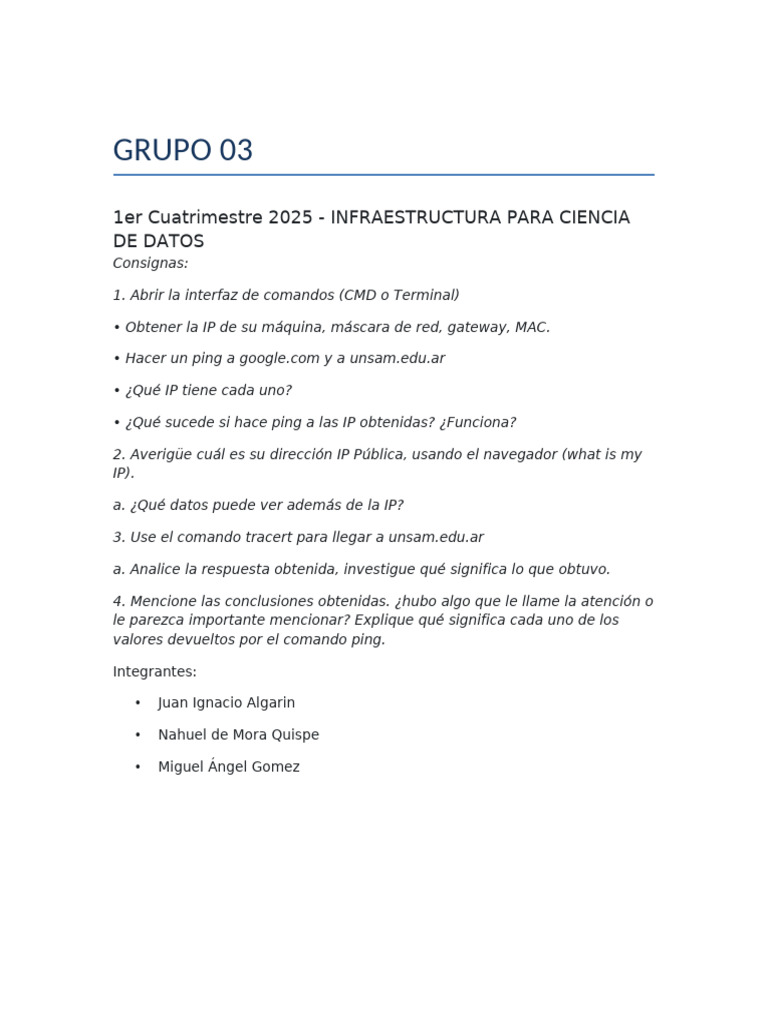Clase4 Act2 Infra Grupo3 Final | PDF | Enrutador (Computación) | Protocolos de internet