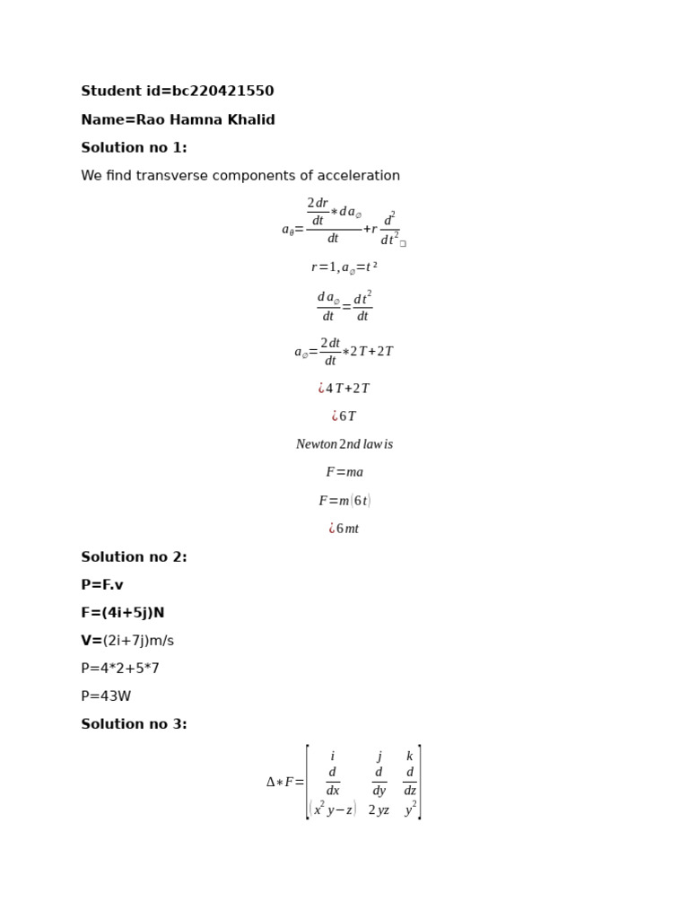 We Find Transverse Components of Acceleration: Student Id bc220421550 ...