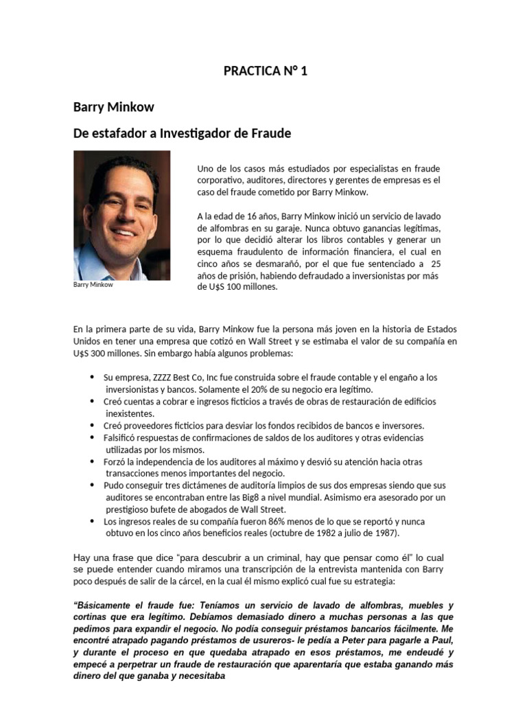 Caso - Barry Minkow | PDF | Fraude | mundo financiero