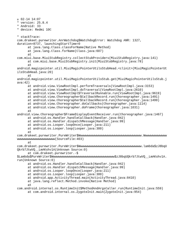 Redmi 10C ANR Error Log Analysis | PDF