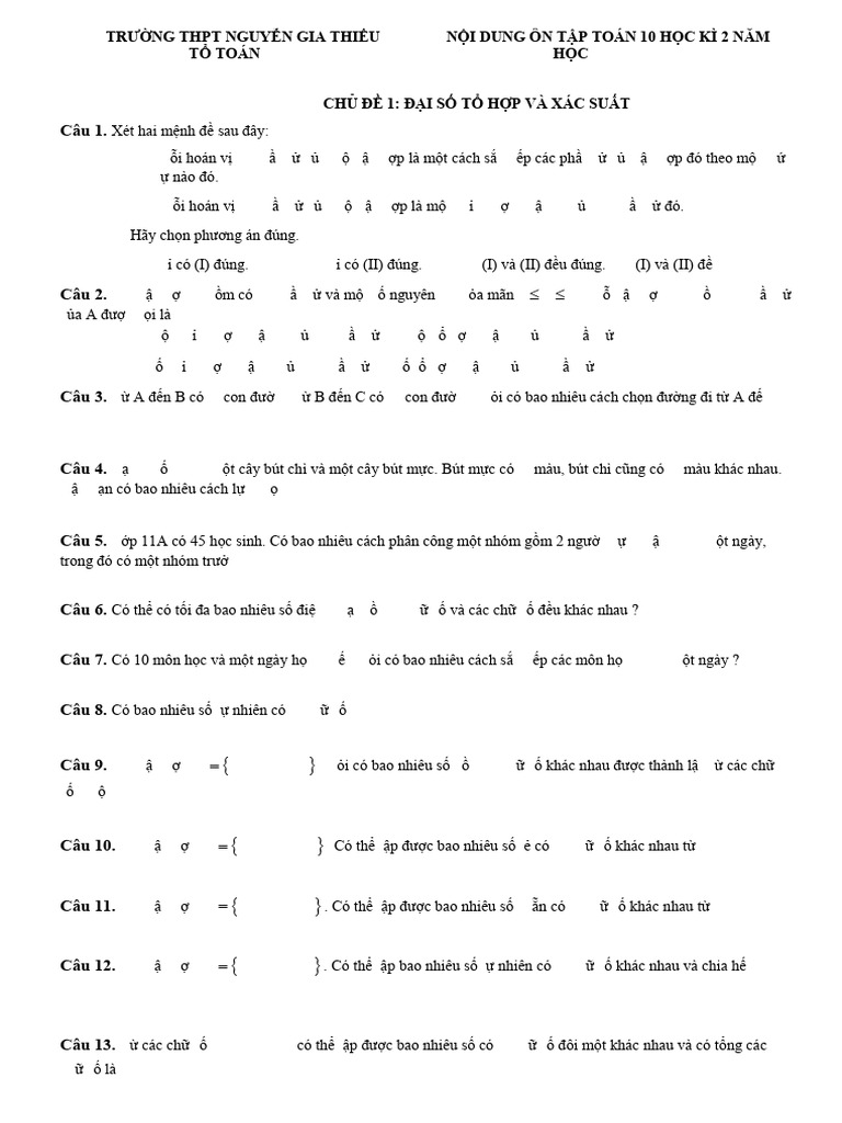 ĐC - Toán 10-CK2 - 2024-2025 | PDF