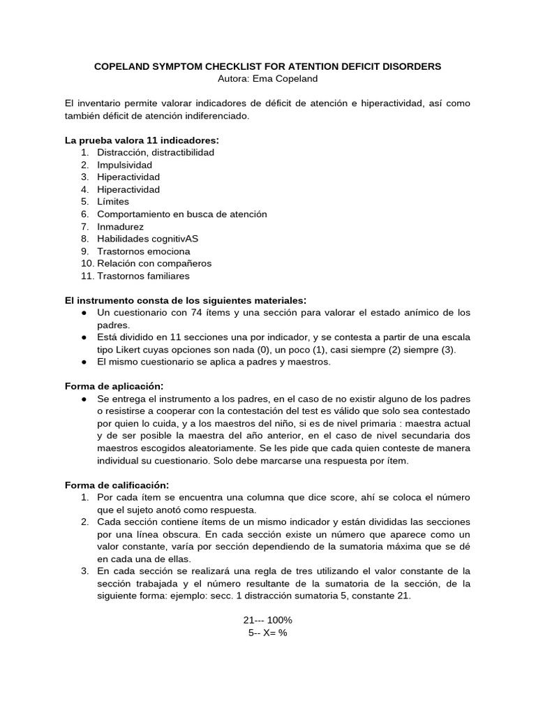 Copeland Tdah (Familia) | PDF | Desorden hiperactivo y deficit de ...
