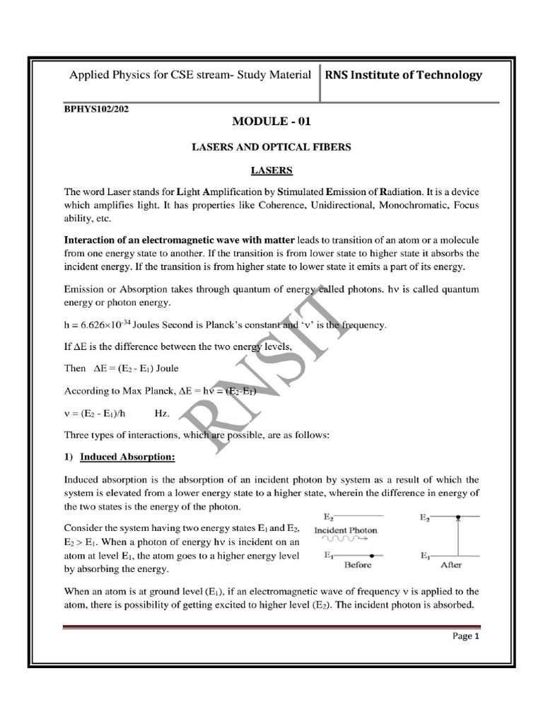 Applied Physics For CSE-Module-1 To 4 - 1354 - BPHYS102 - 18-11-2024 | PDF
