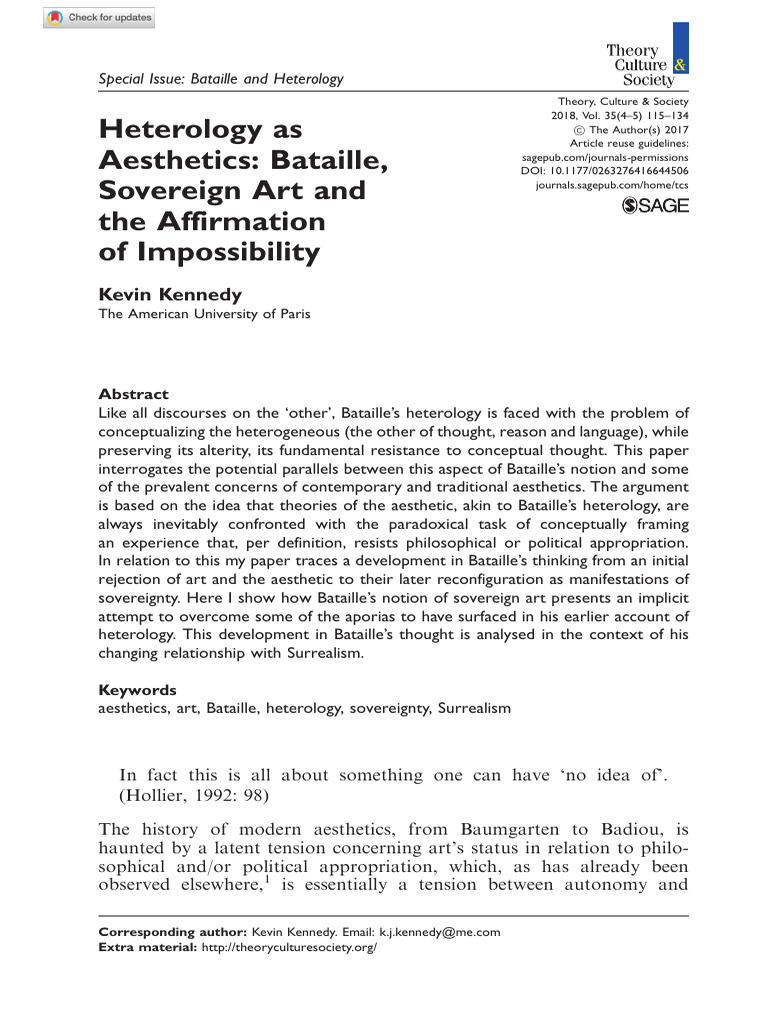 Bataille - Heterology Aesthetics | PDF | Aesthetics | Georg Wilhelm ...