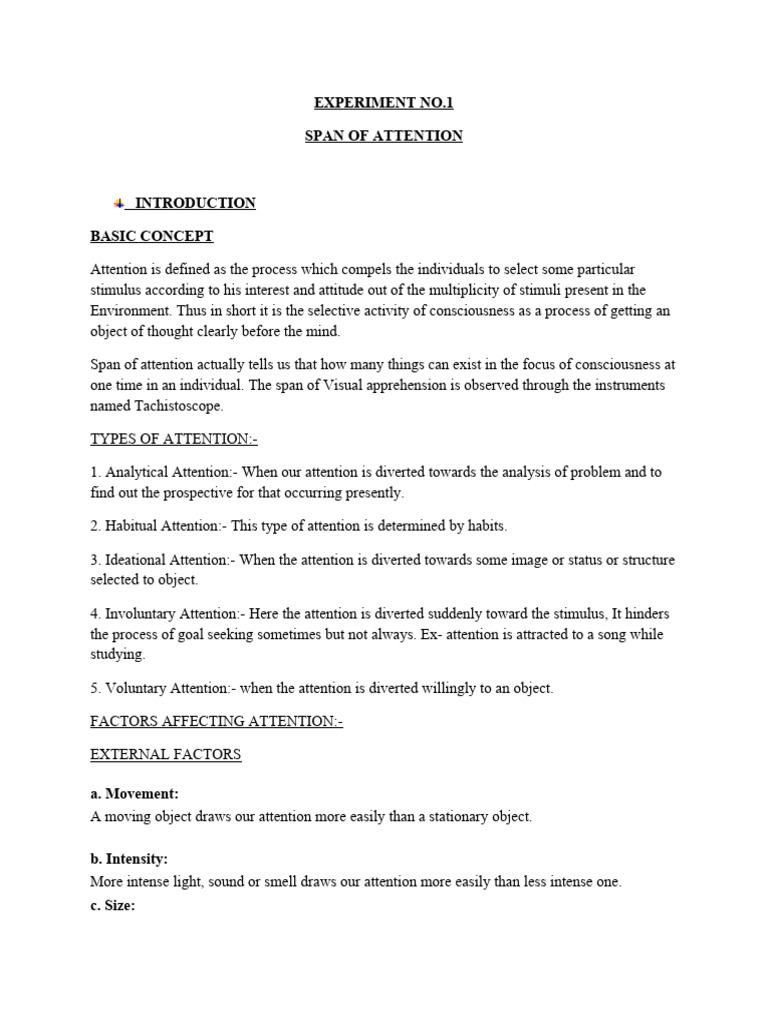 Measuring Visual Attention Span Experiment | PDF | Attention ...