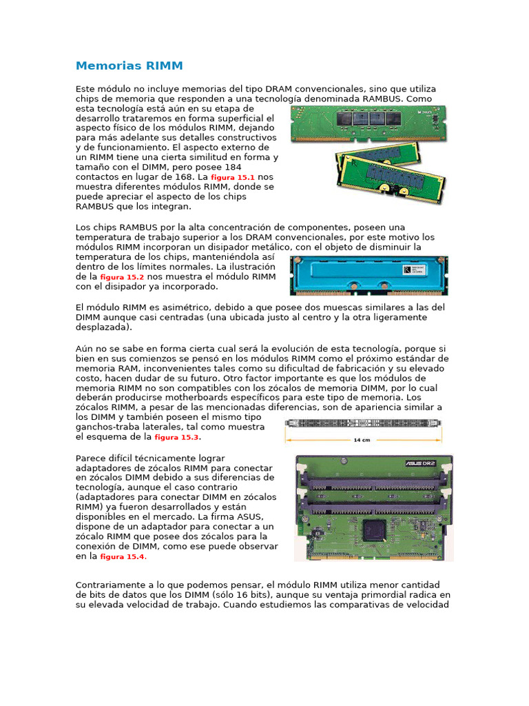 15) Las Memorias RIMM | PDF | Memoria de acceso aleatorio | Poco