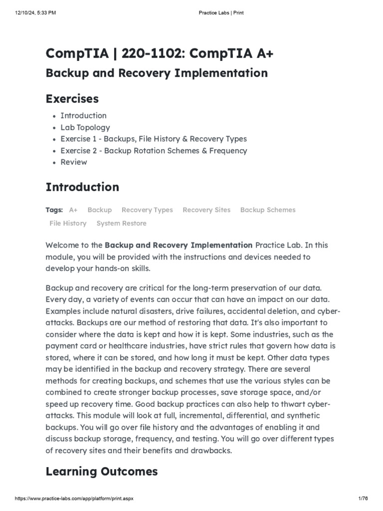 Backup and Recovery Implementation | PDF | Backup | Computer File