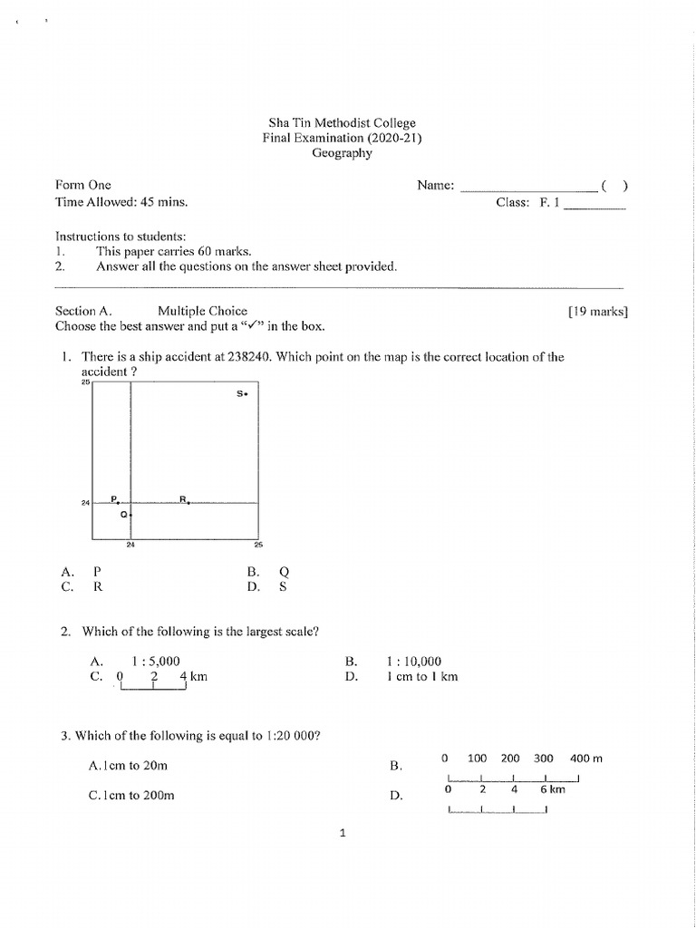 2021 F1 Final Exam-Geog-Q&A | PDF