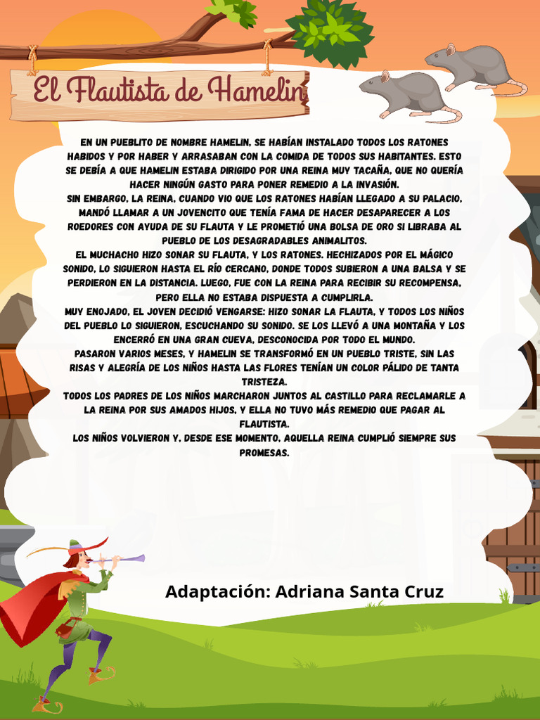 El Flautista de Hamelin: Cuento Adaptado | PDF