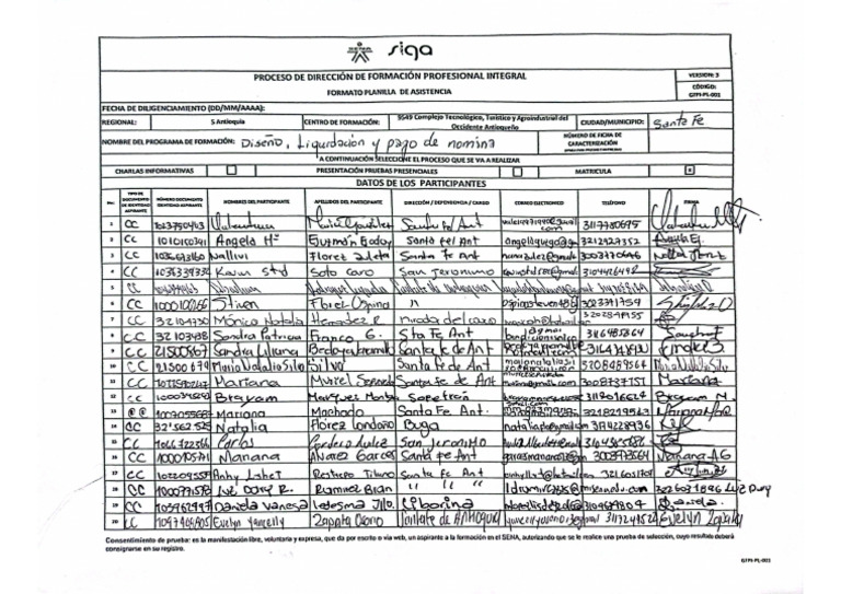 Matricula Ficha Complementaria Nómina | PDF
