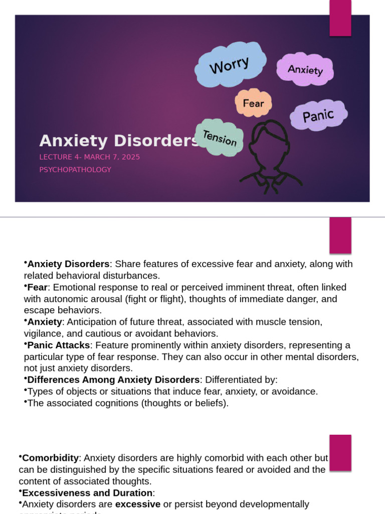 Overview of Anxiety Disorders | PDF | Anxiety Disorder | Anxiety
