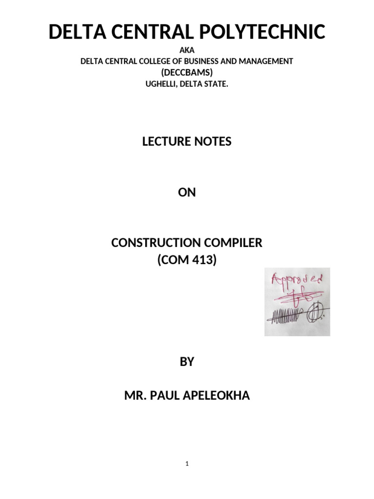 Basics of Compilation Process COM 413 | PDF | Parsing | Compiler